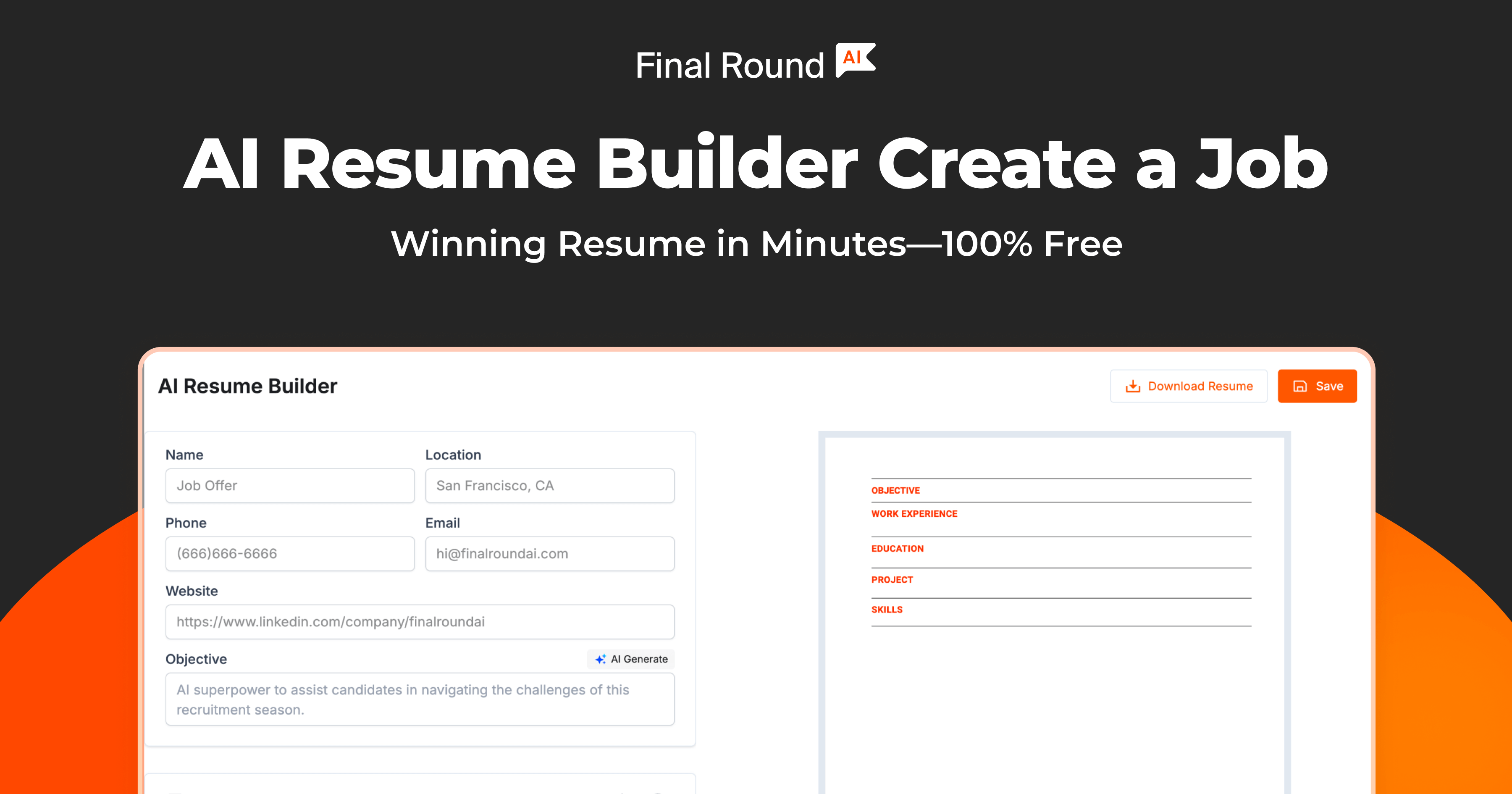 Free AI Resume Builder - Generate ATS-Friendly CVs